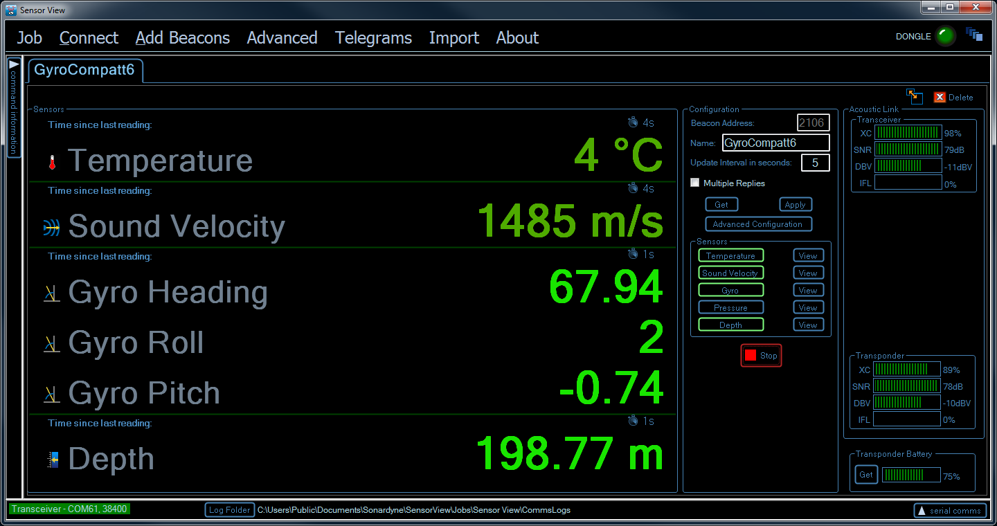 Sonardyne SensorView Software - Innova